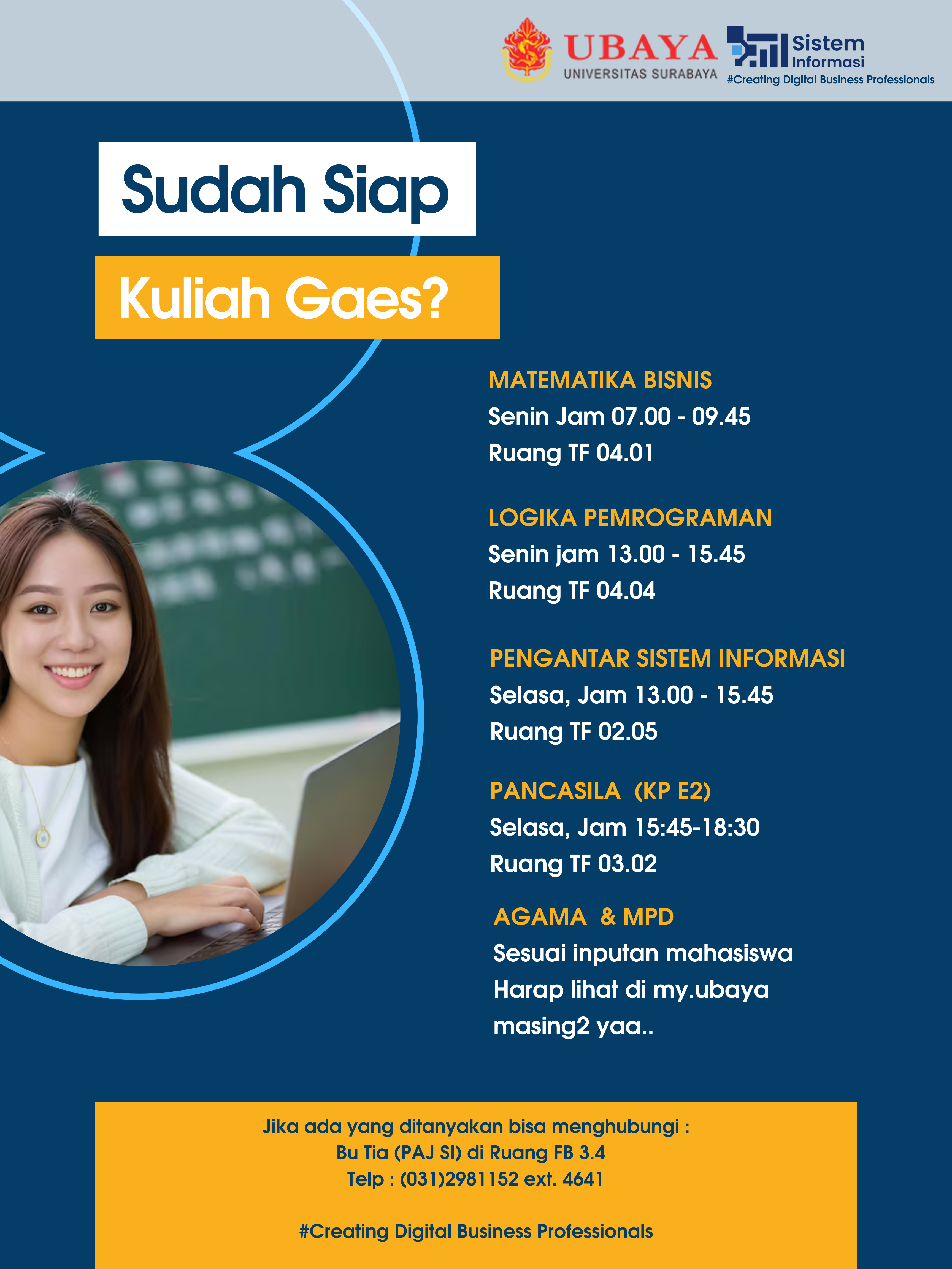 Jadwal Perkuliahan - Program Studi Sistem Informasi Universitas Surabaya